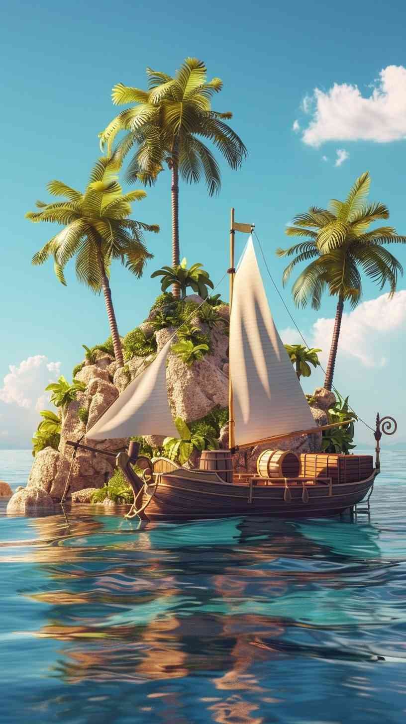 Cartoon Yacht Images 4K HD Wallpapers