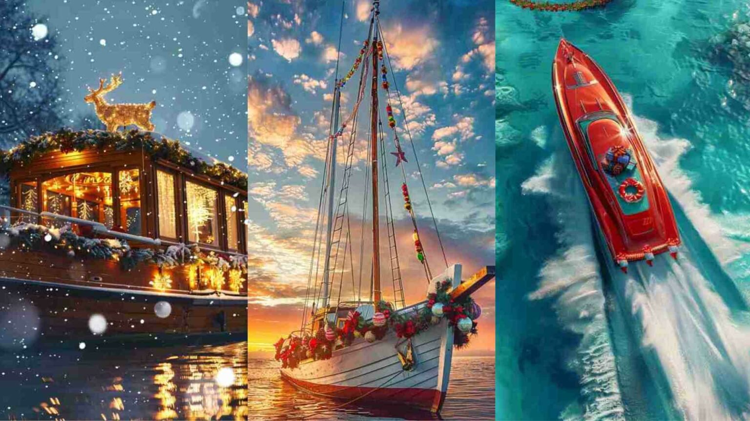 Merry Christmas Boat Images 4K HD Wallpapers