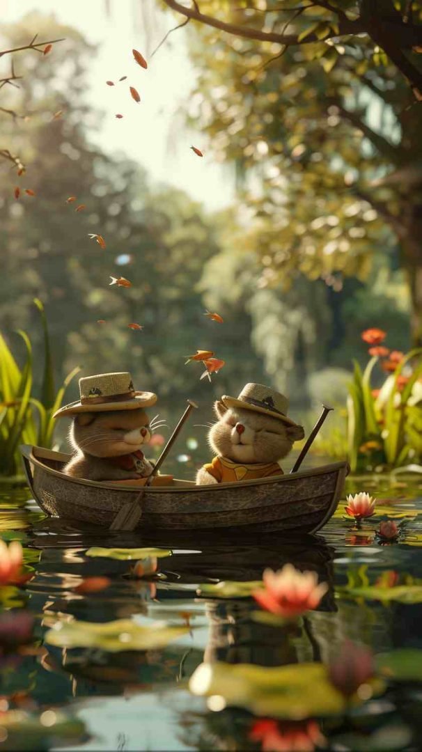 Row Boat Cartoon Images 4K HD Wallpapers