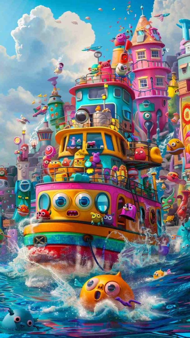 Tug Boat Cartoon Images 4K HD Wallpapers