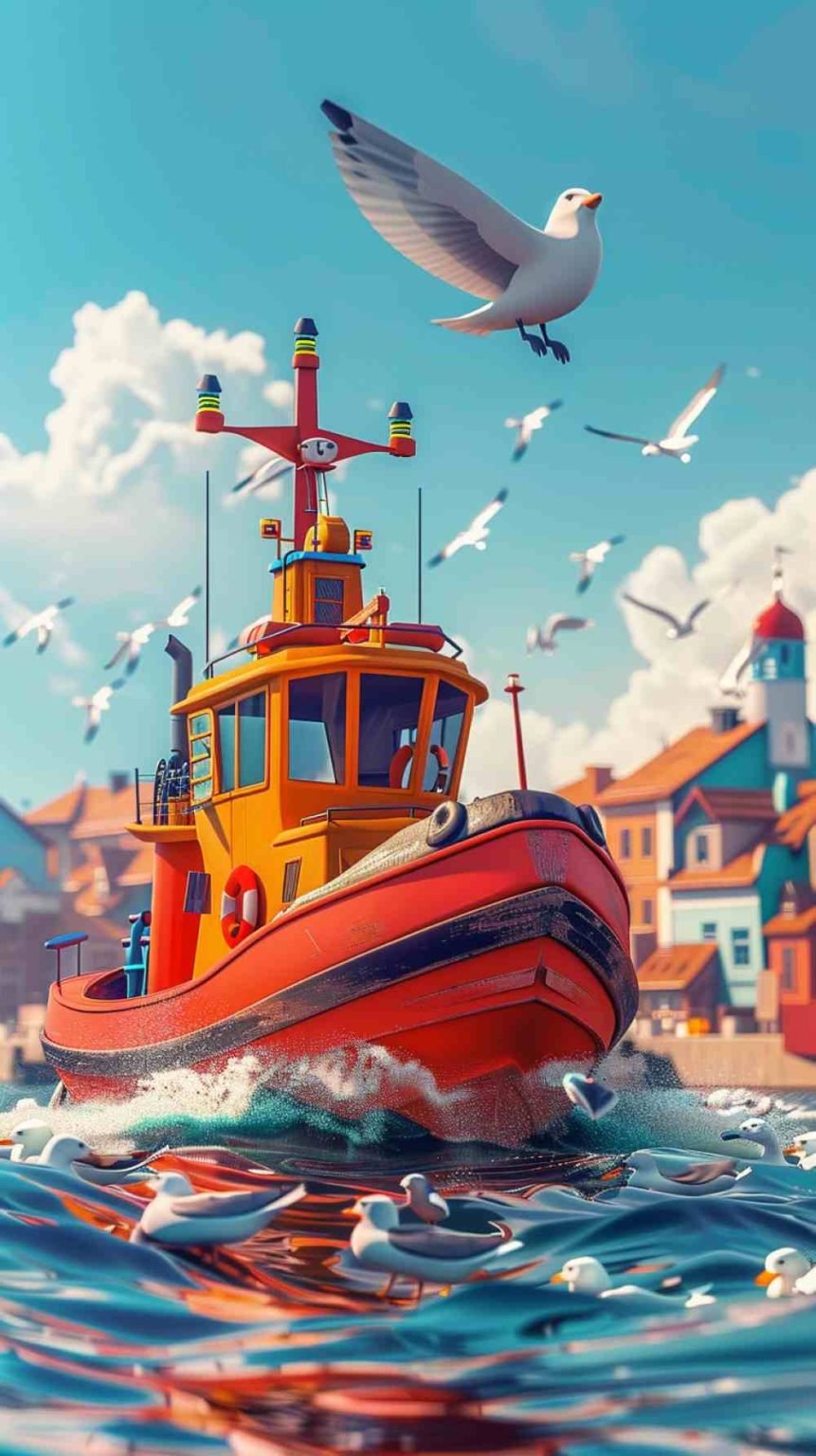 Tugboat Cartoon Images 4K HD Wallpapers
