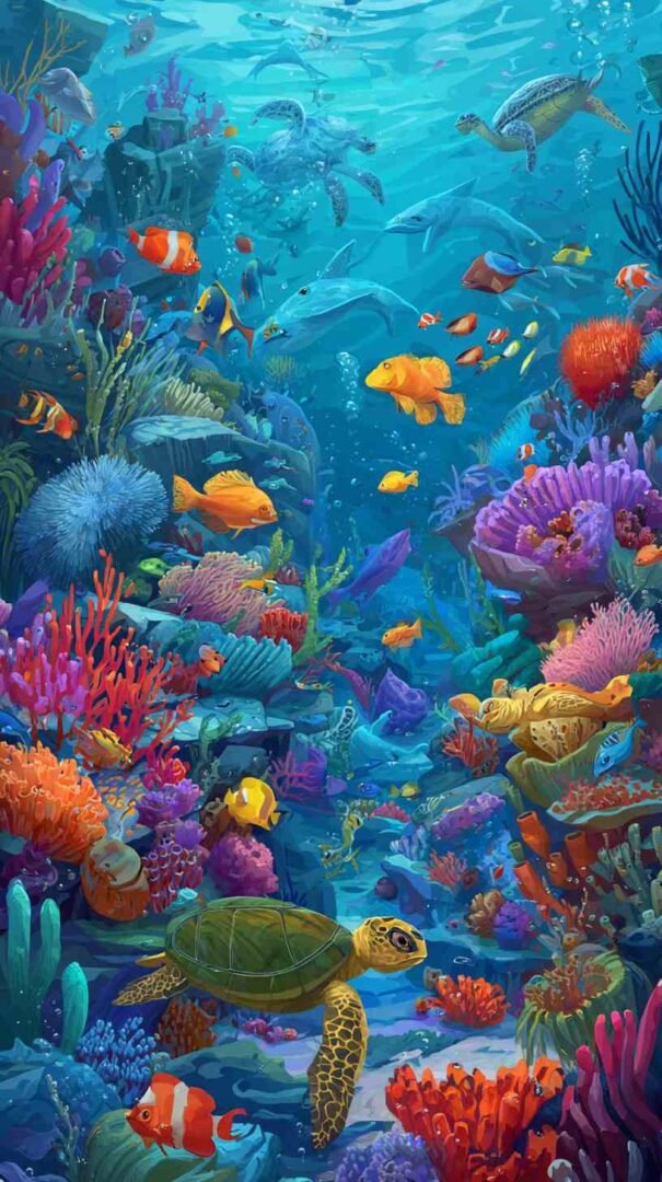 Aquatic Animals Cartoon 4K HD Wallpapers