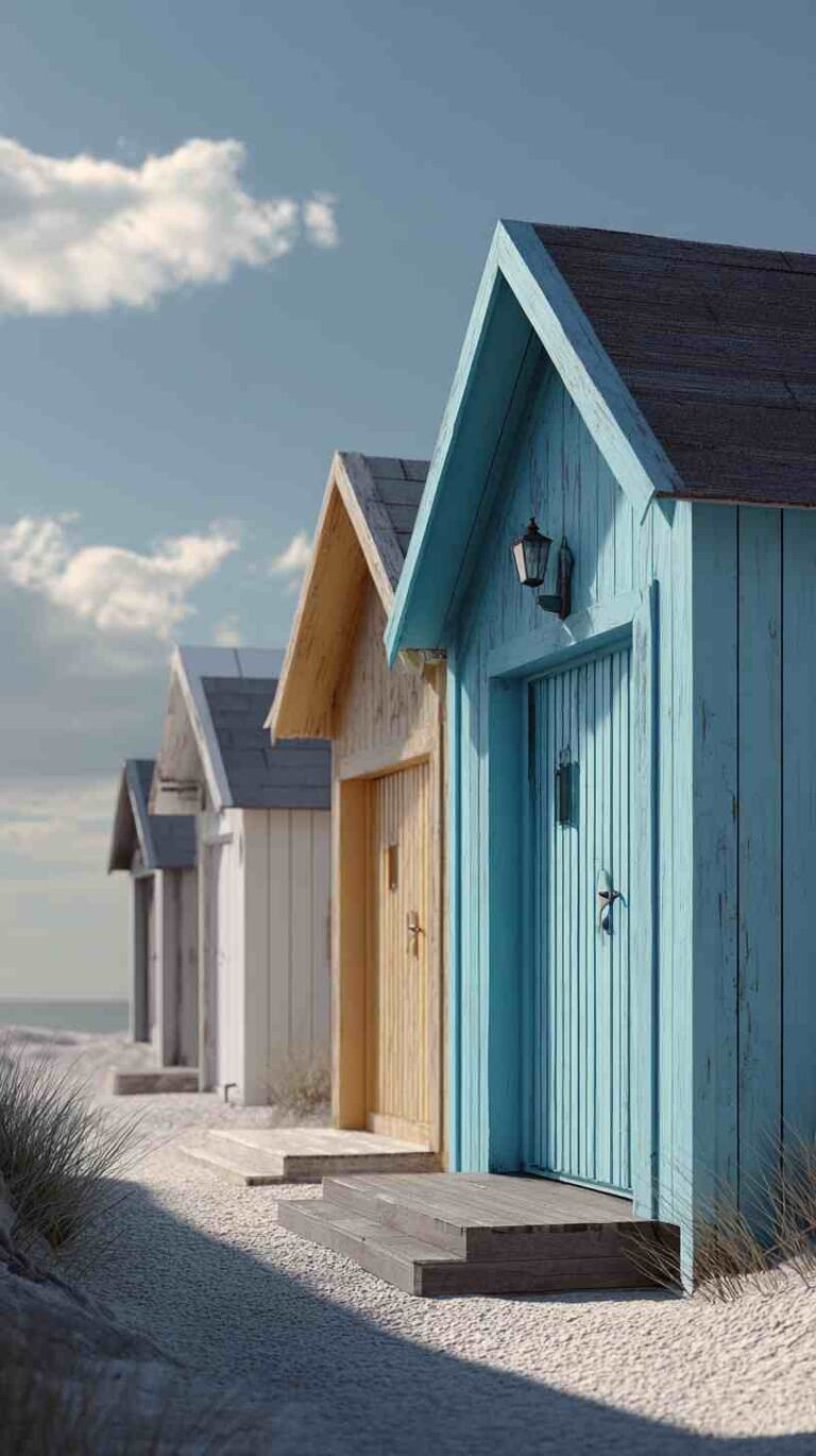 Beach Huts Scenery 4K HD Wallpapers
