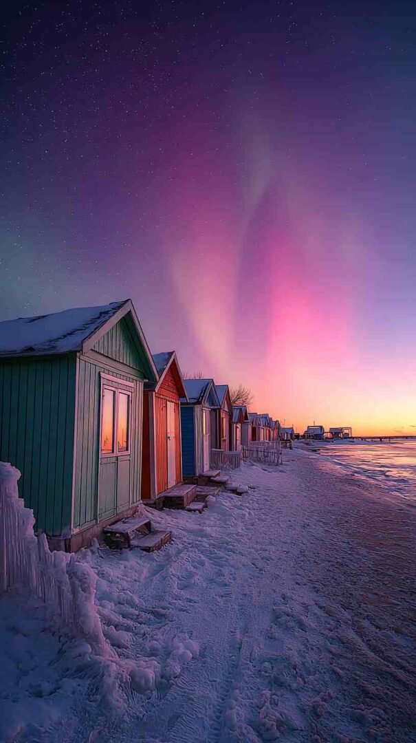 Beach Huts Scenery 4K HD Wallpapers