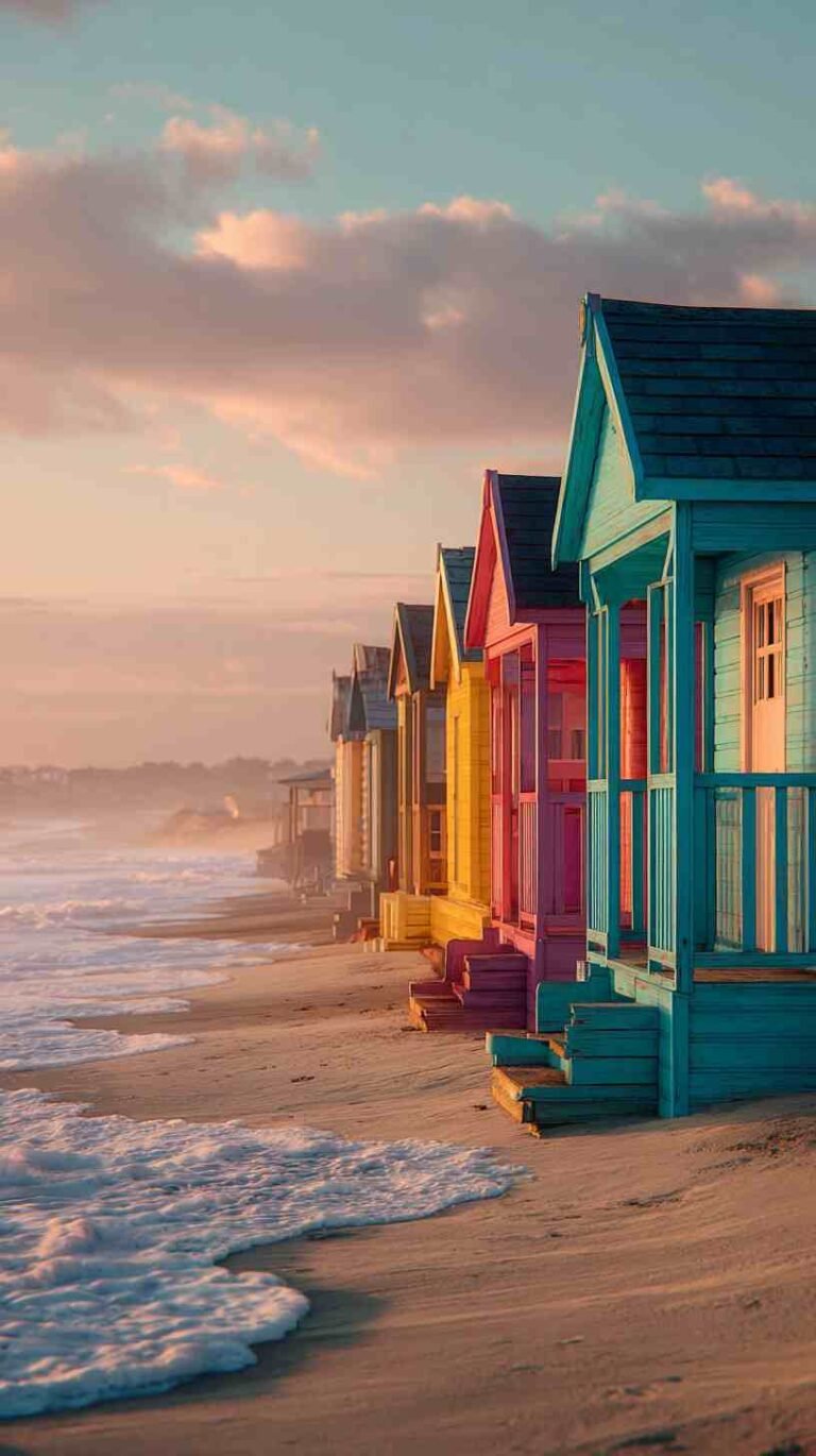 Beach Huts Scenery 4K HD Wallpapers